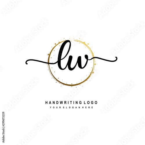 Initials letter LW vector handwriting logo template. with a circle ...