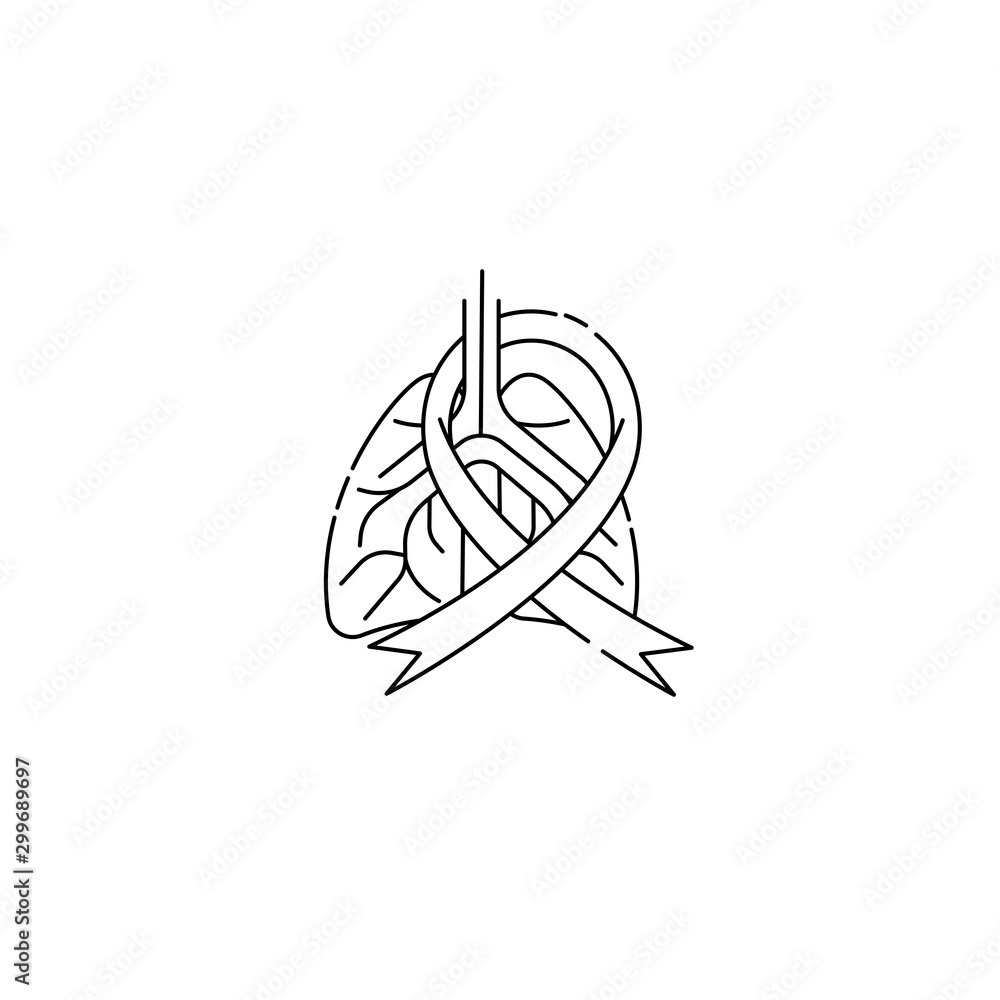 Lungs pulmonary icon, simple flat style. Internal organs of the human ...