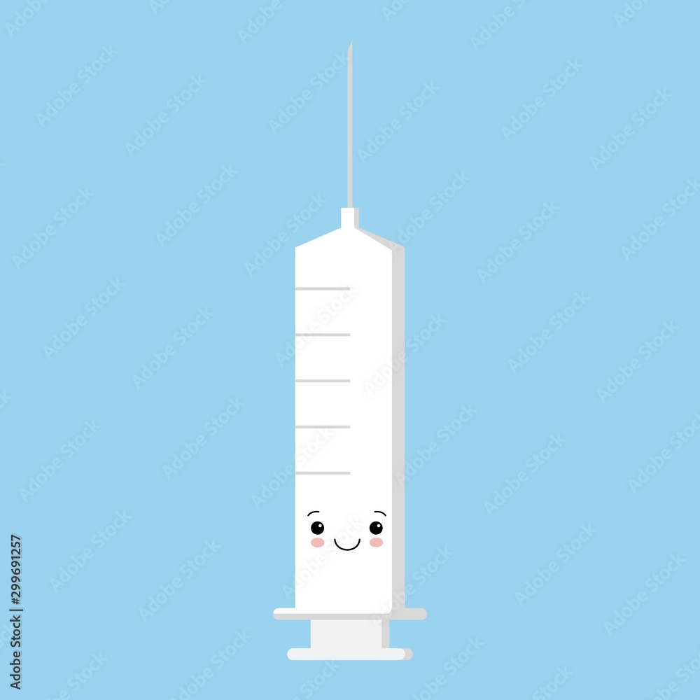 Cute kawaii syringes empty and with medicine. Kawaii medicine. Stock ...