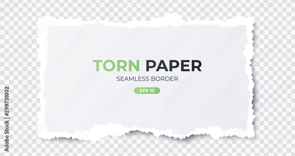 Seamless torn ripped paper layered isolated. Rectangular paper scrap ...