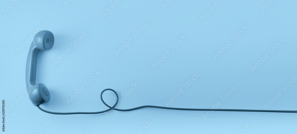 A blue vintage dial telephone handset with blue background. Stock Photo ...