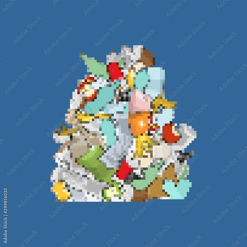 Garbage pixel art. 8bit Pile Rubbish. Stack trash. litter background ...