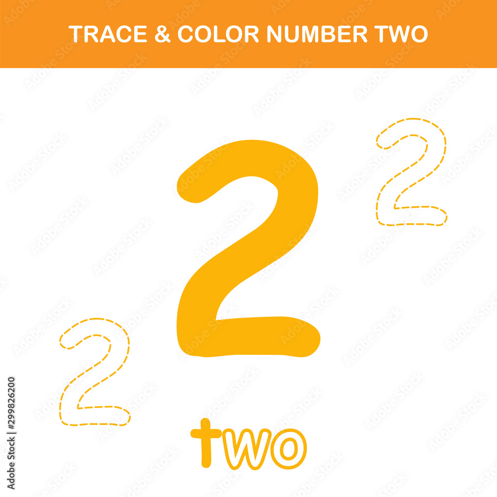 Trace & color number 2 worksheet. Easy worksheet, for children in ...
