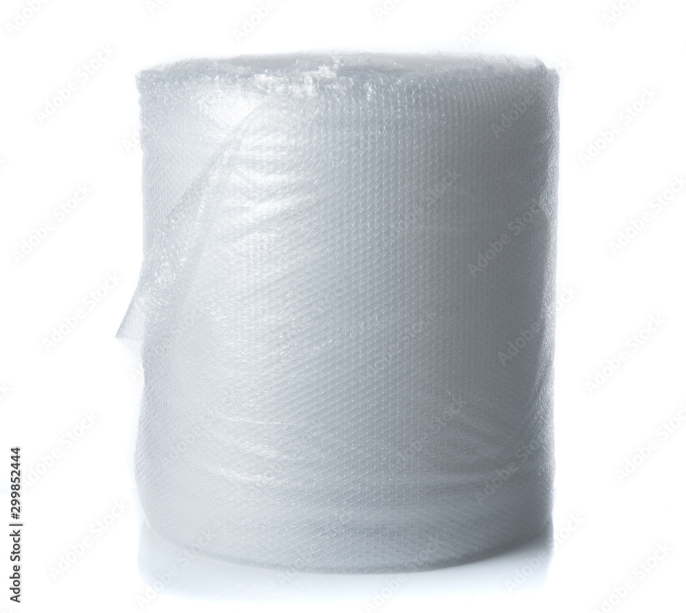 Roll Shockproof plastic or bubble wrap on white background. Stock Photo ...