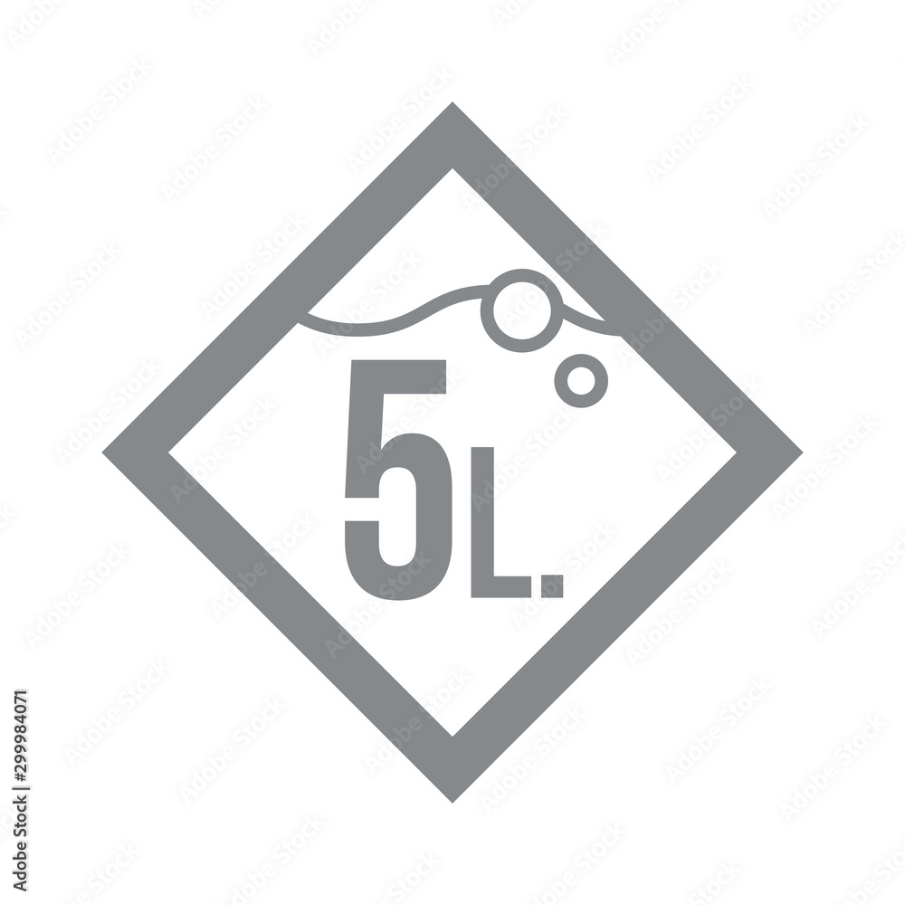 Vettoriale stock di 5 Liters l sign (l-mark) estimated volumes ...