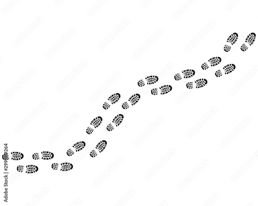 Step footprints paths silhouette walking isolated on white background ...
