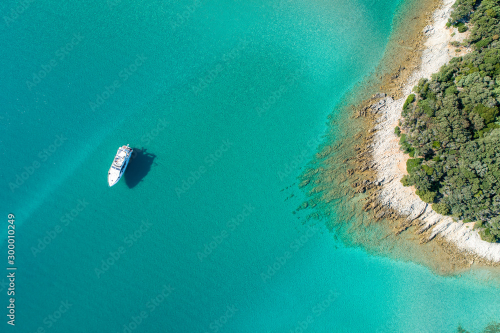 Aerial view of sea and beach in a lagoon on Cres ( isola Cherso ...