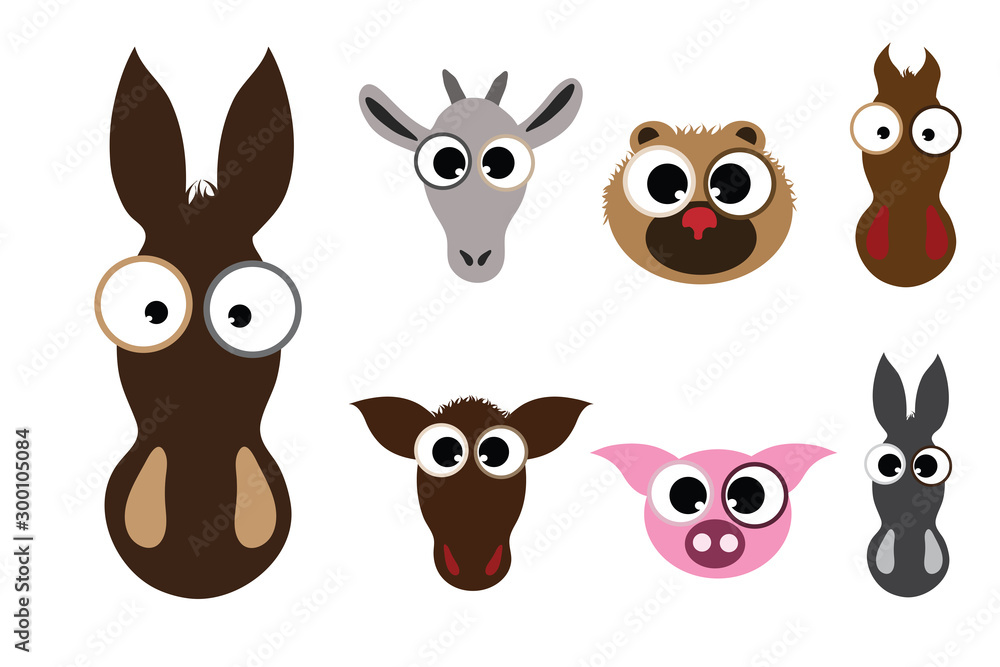 Collection vectors of drawing domestic animal on white background ...