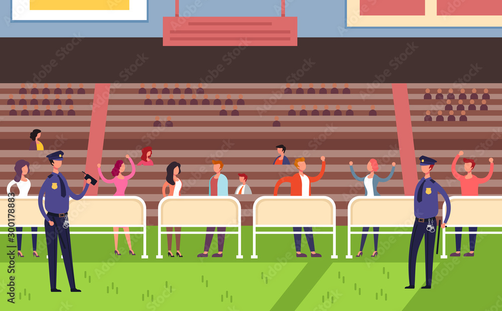 Stadium event arena with crowd people fans. Vector flat graphic design ...