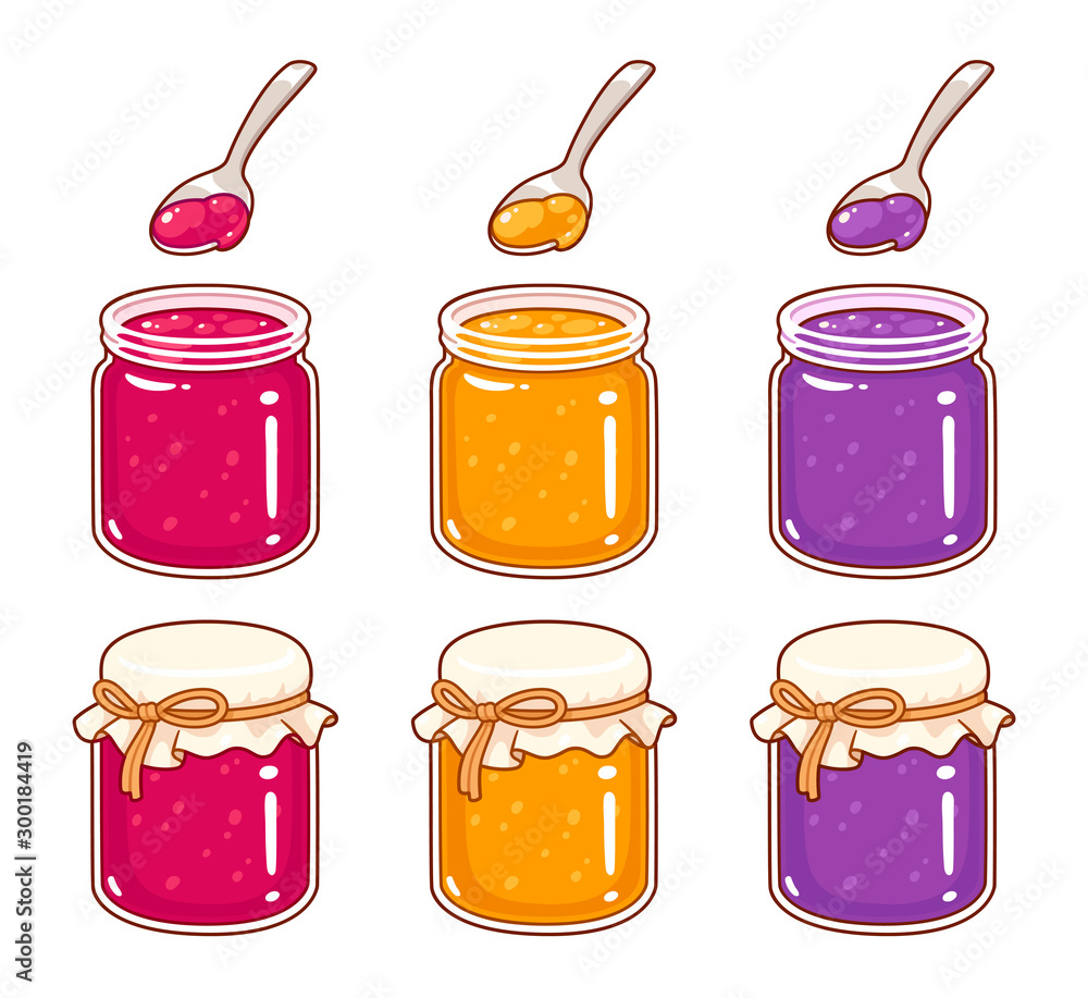 Cartoon jam set 素材庫向量圖 | Adobe Stock