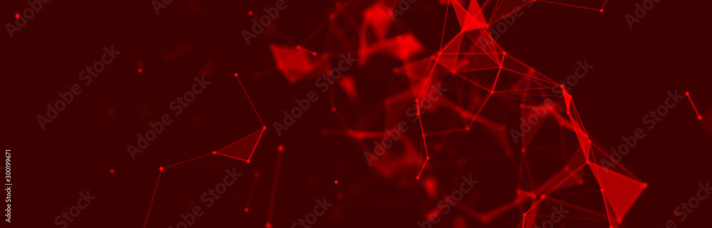 Abstract red digital background. Big data visualization. Science ...