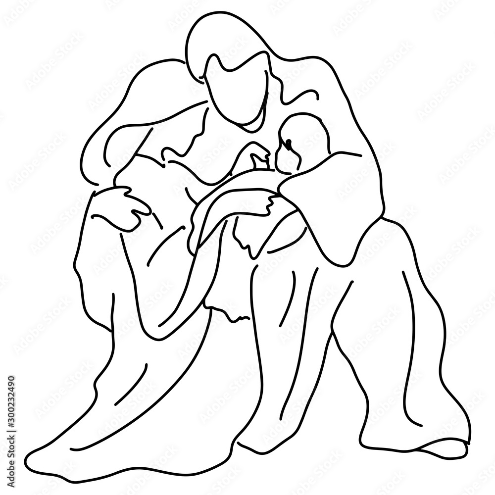 Christmas nativity scene of Joseph and Mary holding baby Jesus vector ...