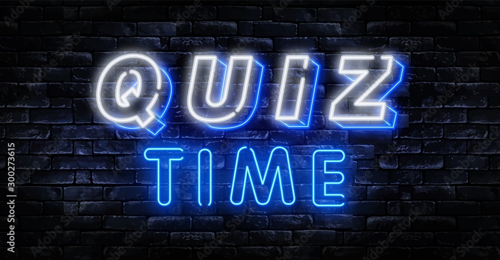 Quiz Time Announcement Poster Neon Signboard Vector Image Quiz Time