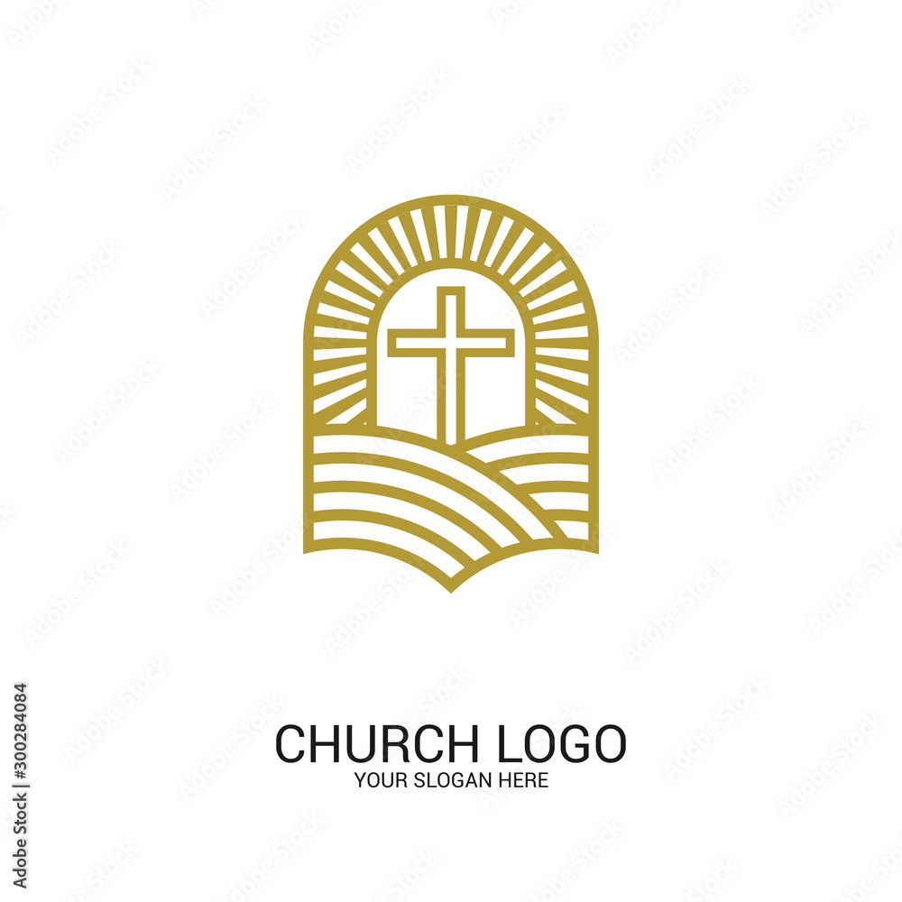 Church logo. Christian symbols. Cross of the Lord and Savior Jesus ...