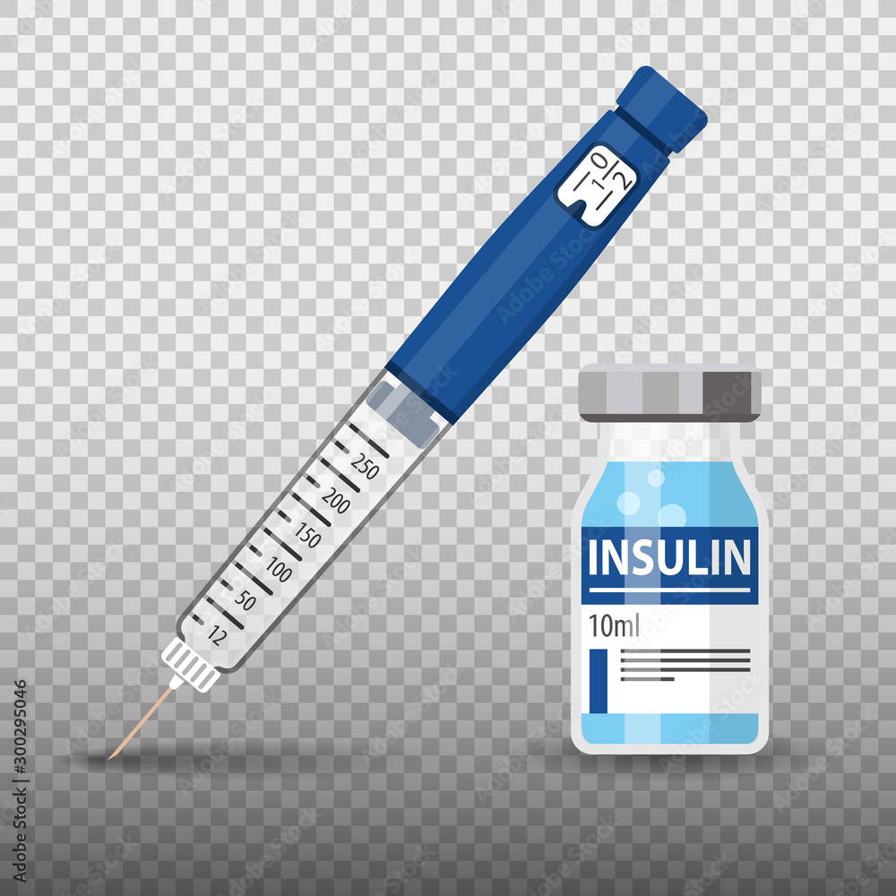 Diabetes Insulin Pen Syringe and Vial Stock Vector | Adobe Stock