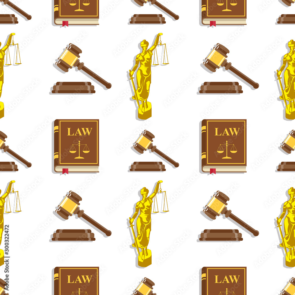 Law and justice seamless pattern. Balance and court, gavel and statue ...