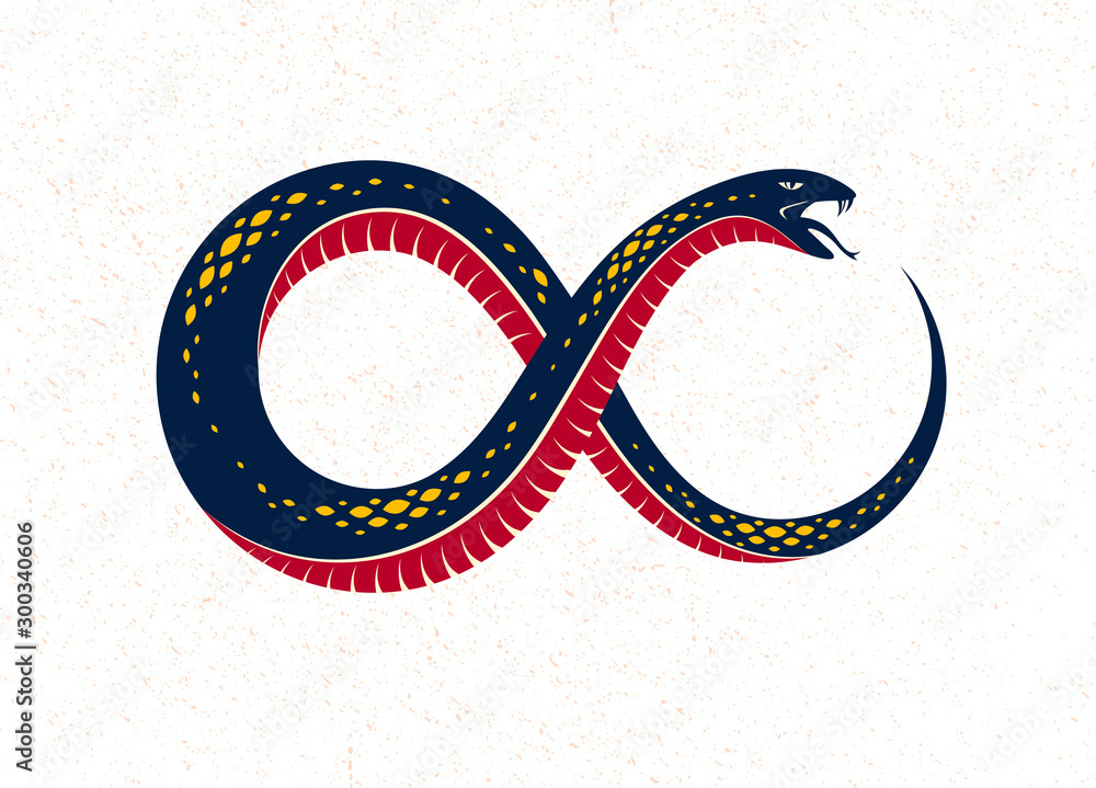 Ouroboros Snake in a shape of infinity symbol, endless cycle of life ...
