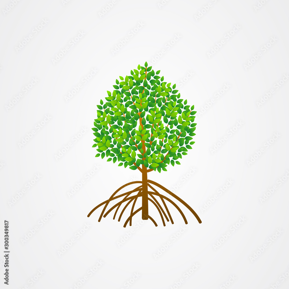 Tree and roots vector, mangrove tree illustration, mangrove plant Stock ...