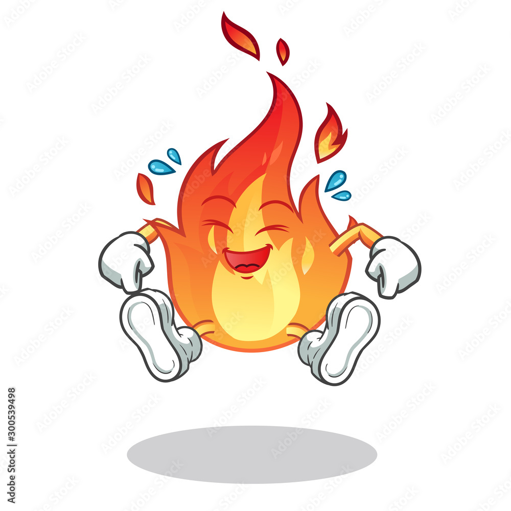 fire jumping mascot vector cartoon illustration Stock Vector | Adobe Stock