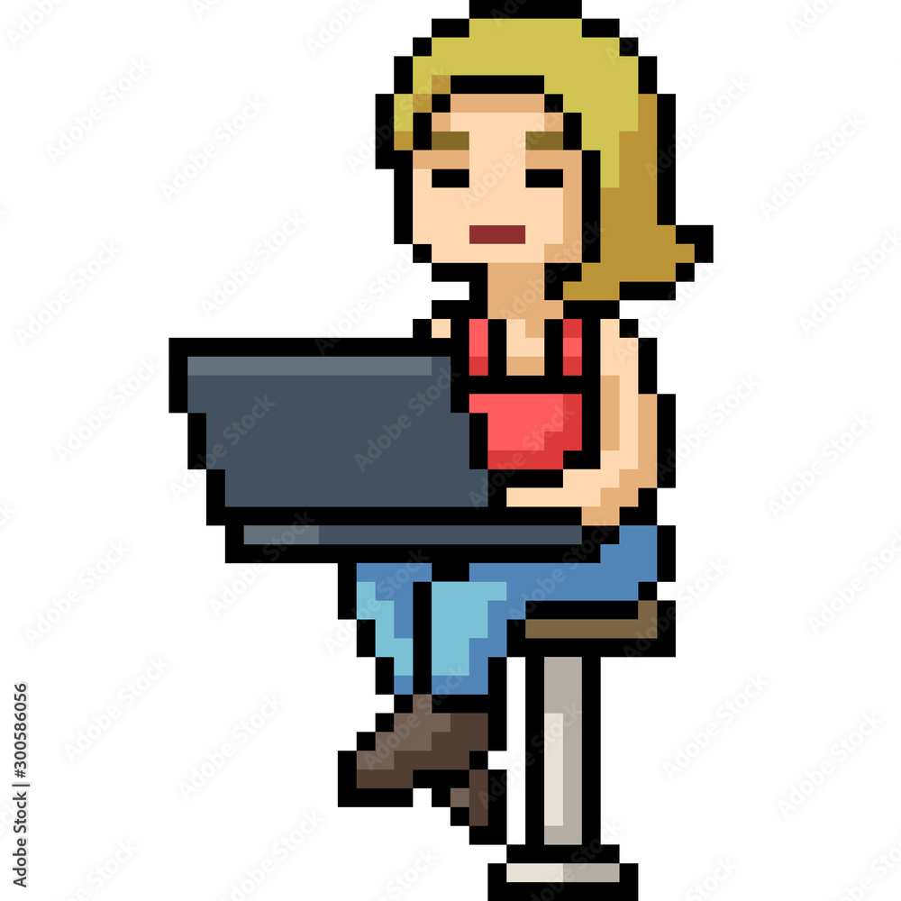 vector pixel art woman laptop Stock Vector | Adobe Stock vector pixel art woman laptop Stock Vector | Adobe Stock