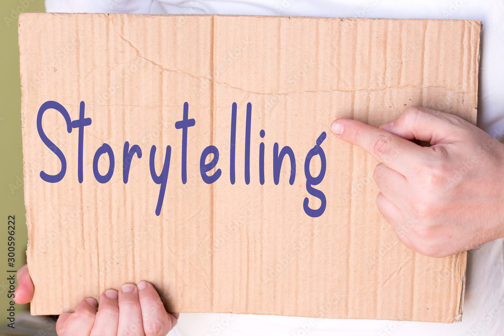 Storytelling Sign on cardboard Stock Photo | Adobe Stock