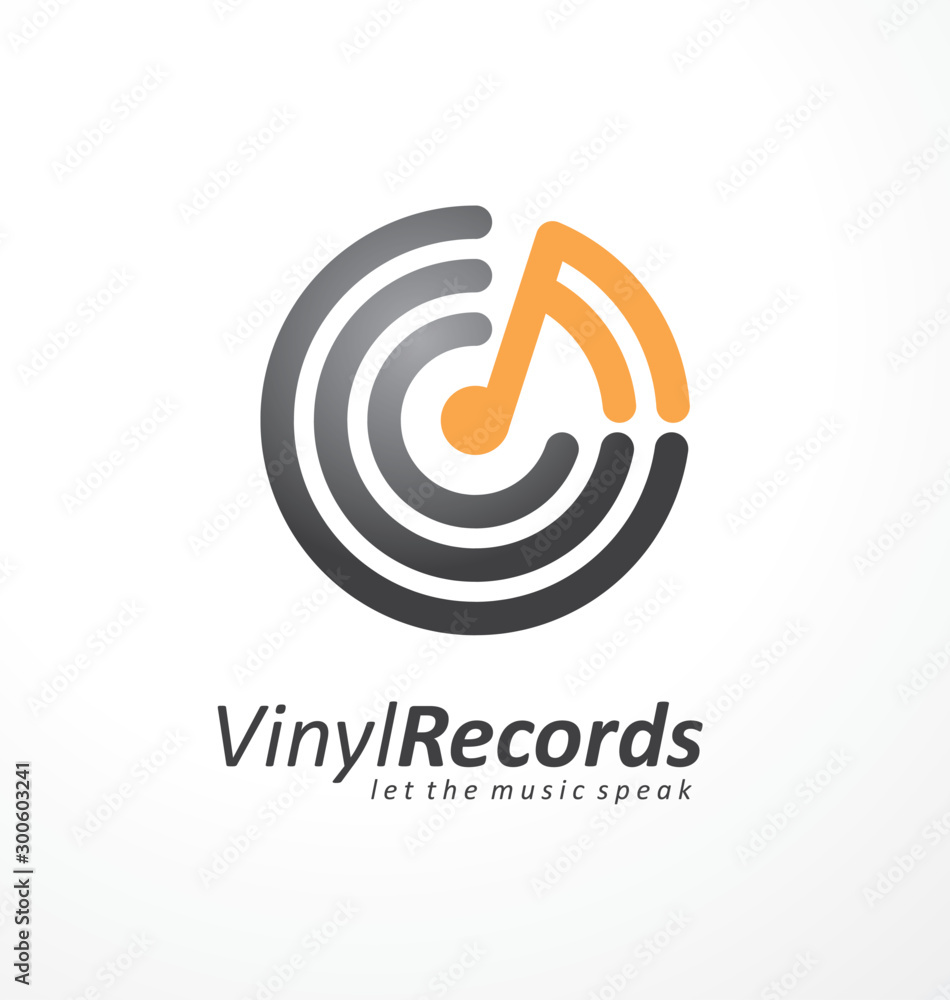 Logo design idea for music store or vinyl records shop. Rounded logo ...