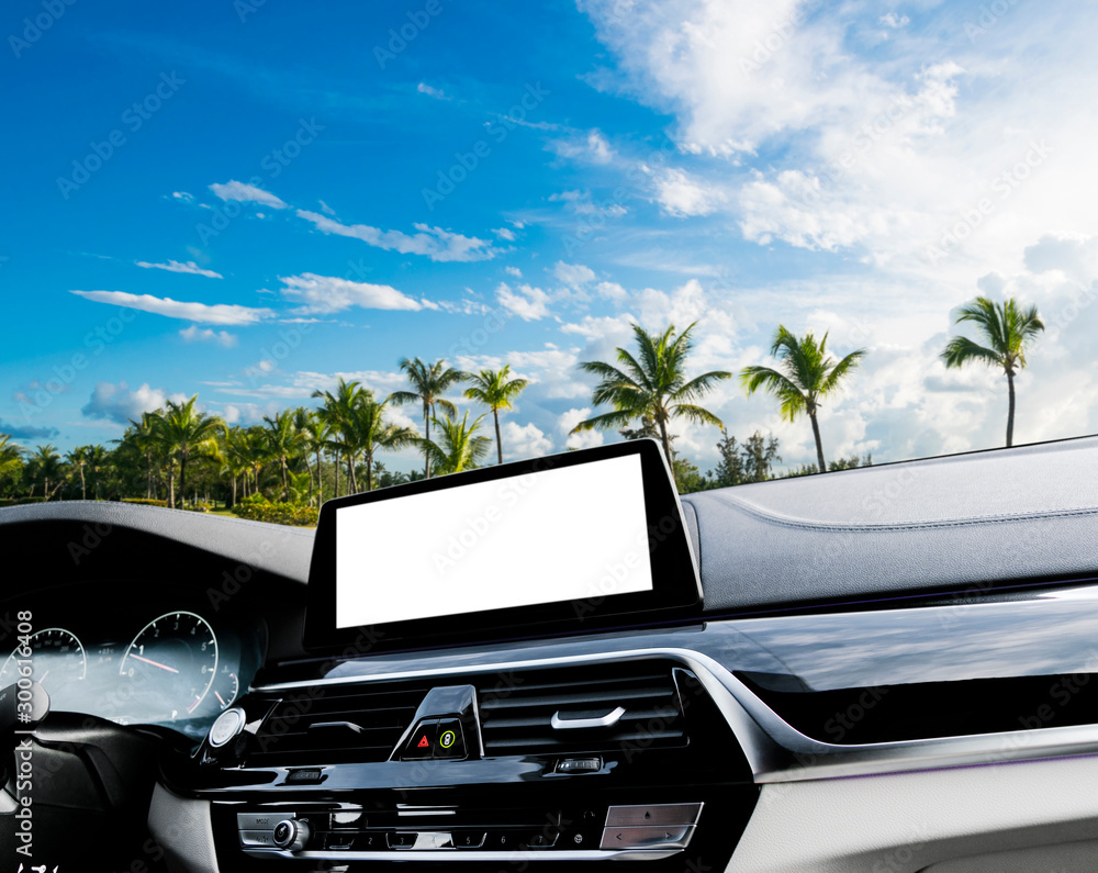 Monitor in car with isolated blank screen use for navigation maps and ...