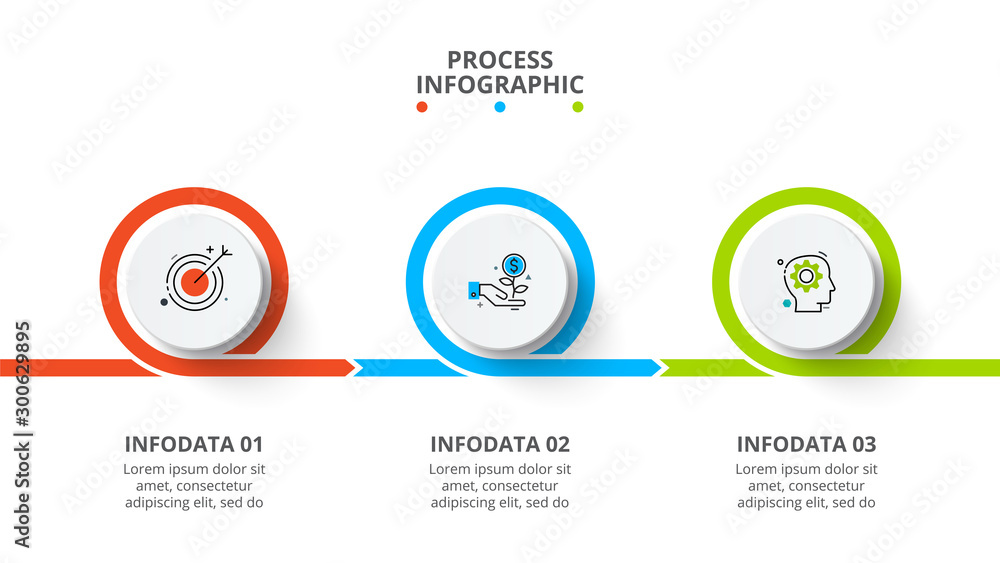 Business data visualization. Process chart. Abstract elements of graph, diagram with 3 steps ...