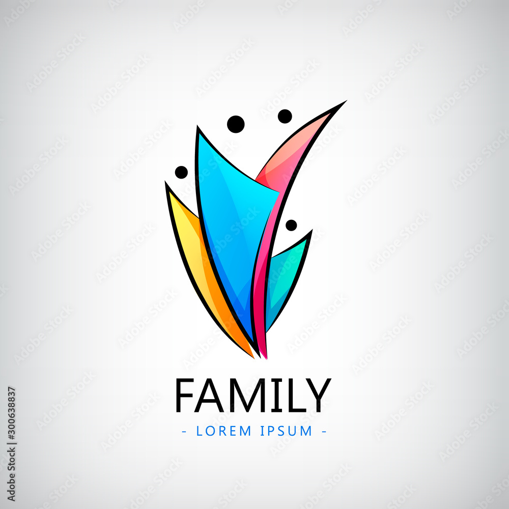 Vector human logo, group of people colorful icon, teamwork, business ...