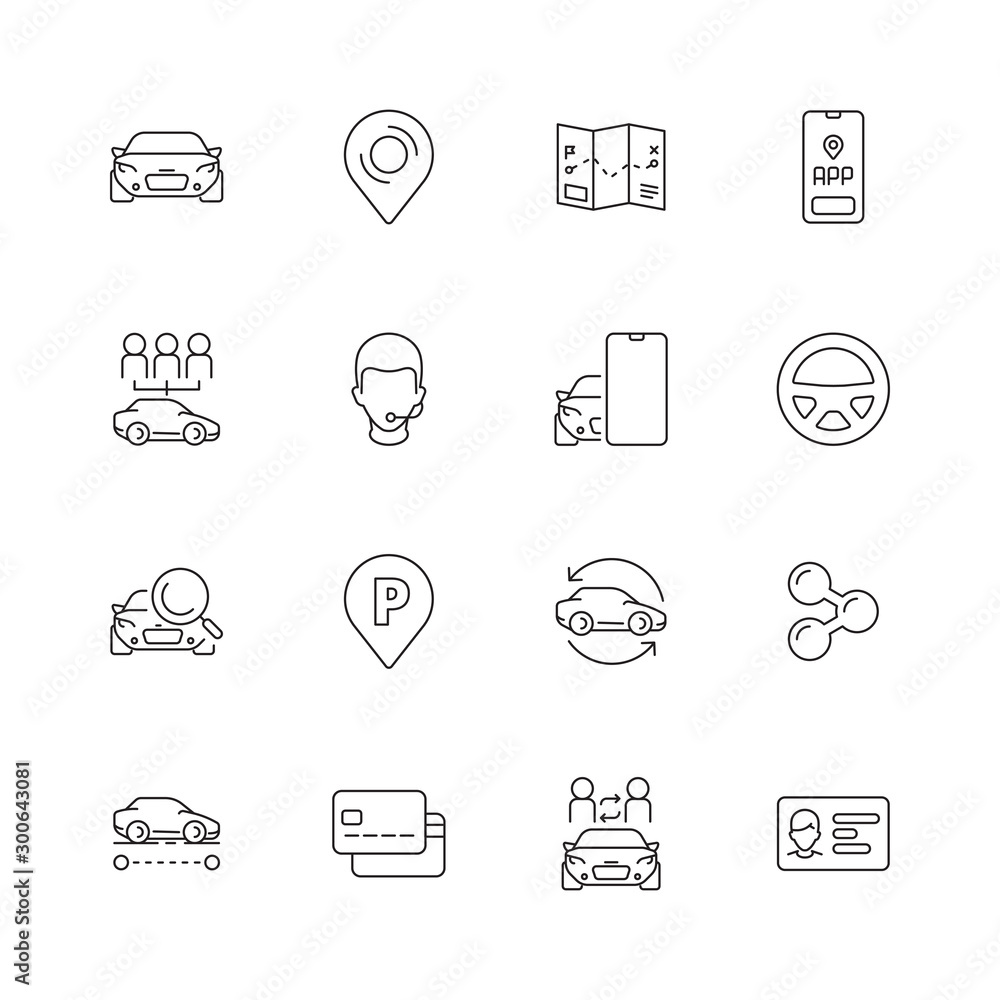 Car share icon. Rental city automobile urban transport mobility smart ...