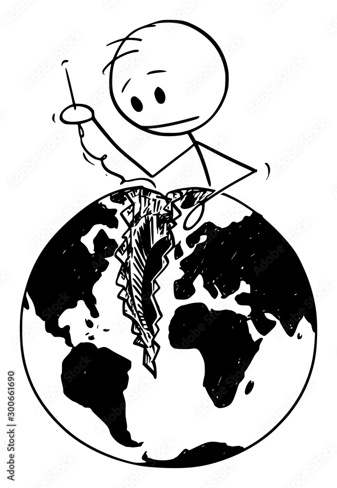 Vector cartoon stick figure drawing conceptual illustration of man with ...