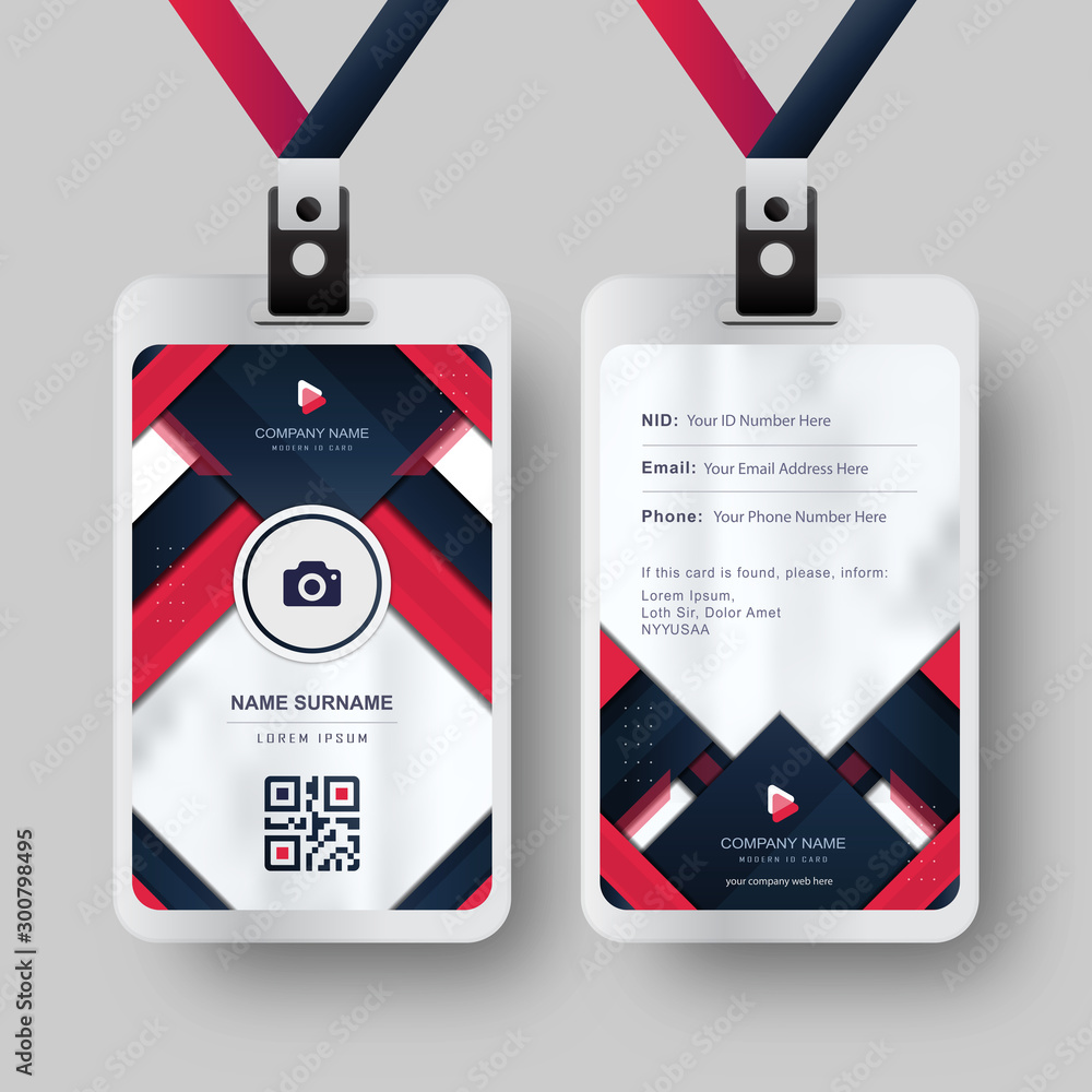 Modern Id Card With Red Blue Navy Absract Background Stock Vector ...