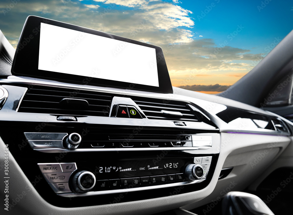 Photo Stock Monitor in car with isolated blank screen use for ...