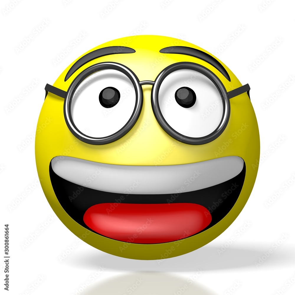 3D emoji/ emoticon - wearing glasses/ nerd Stock Illustration | Adobe Stock