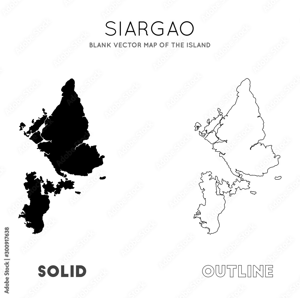 Siargao map. Blank vector map of the island. Borders of Siargao for ...