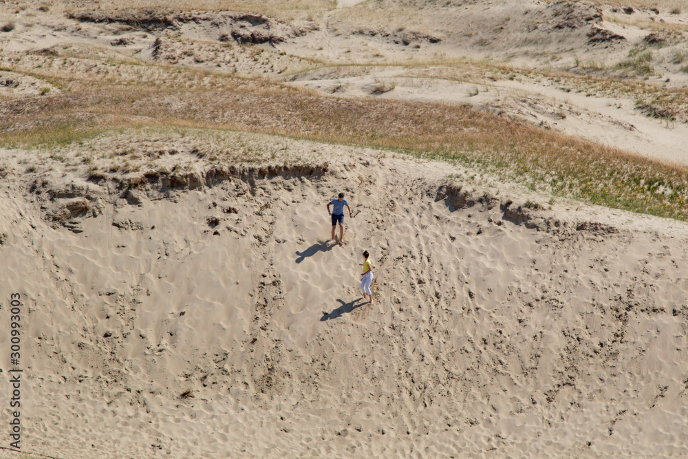 Parnidis dune in Nida. The Curonian Spit. Sand and Grass. People ...
