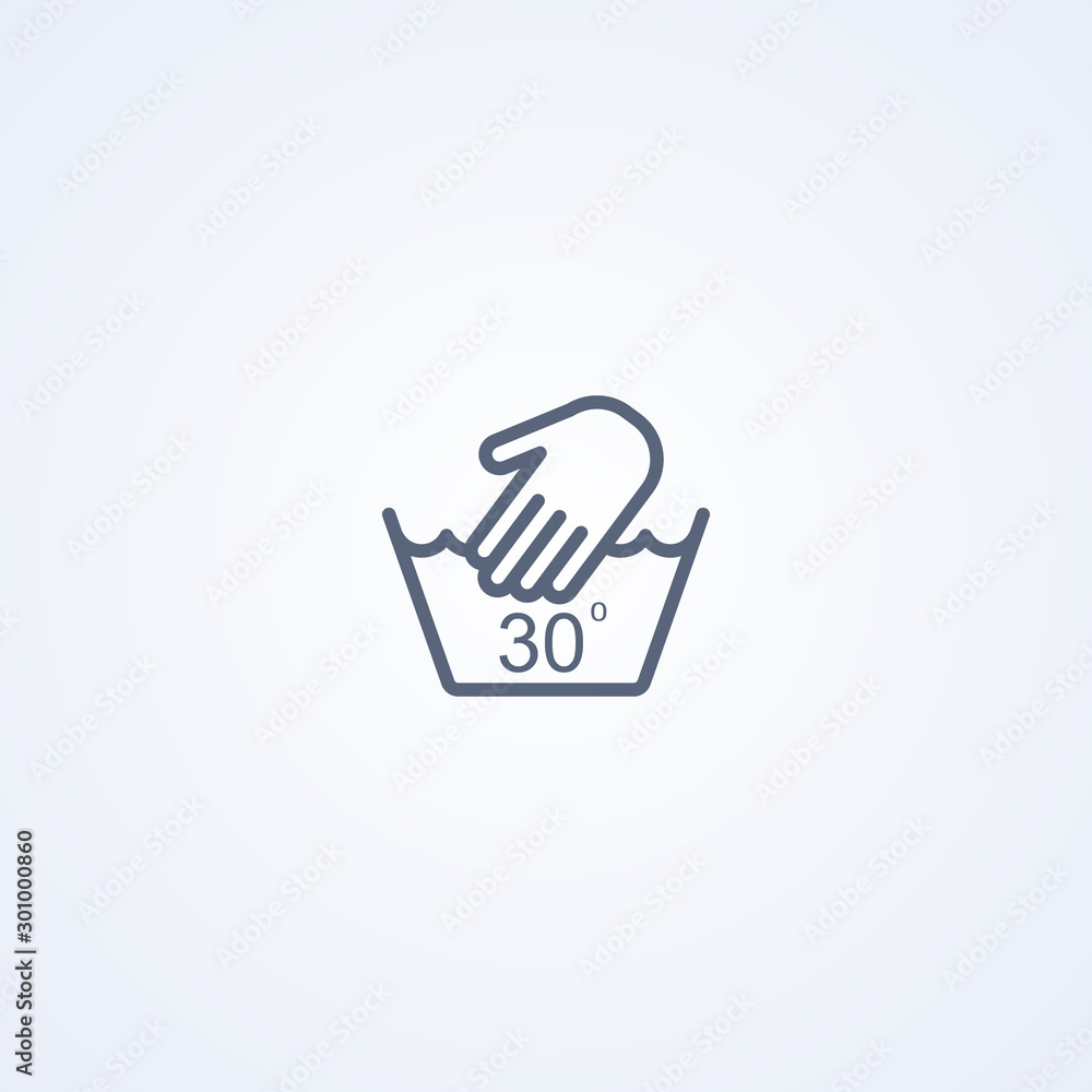 Hand wash at 30 degrees, vector best gray line icon Stock Vector ...