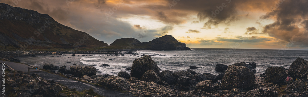 Panoramic view of the pathways and the bay at the coast called Giant's ...