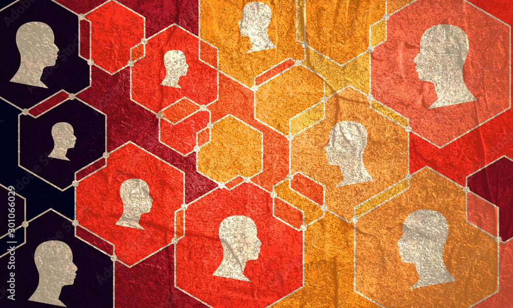 Social media network. Growth background with lines, circles and ...