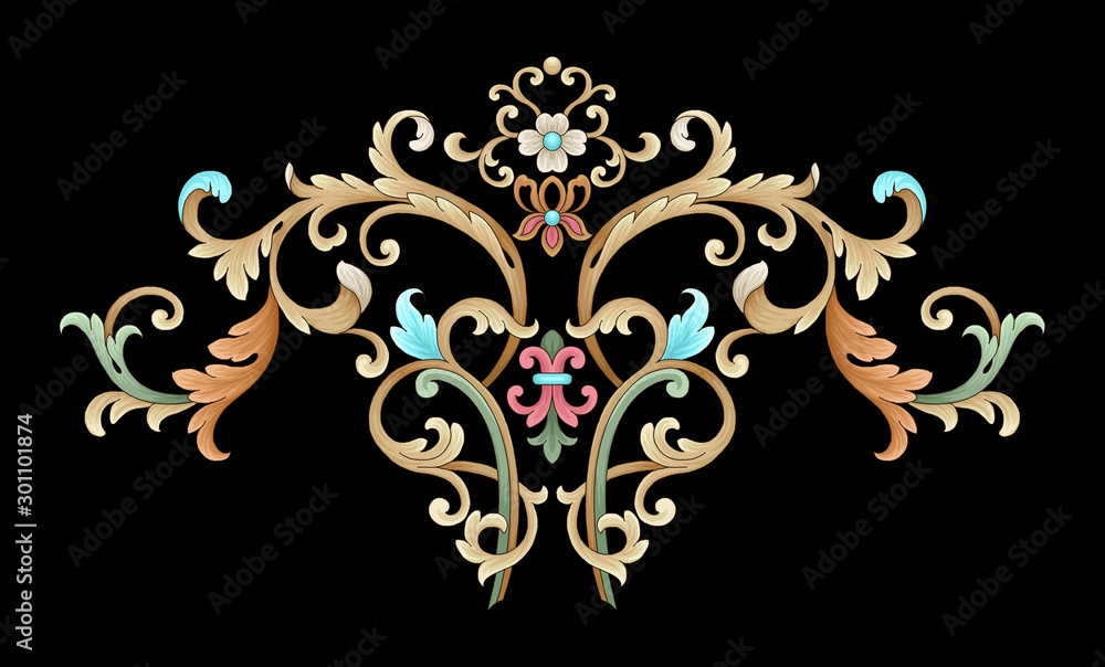 Decorative elegant luxury design.Vintage elements in baroque, rococo ...