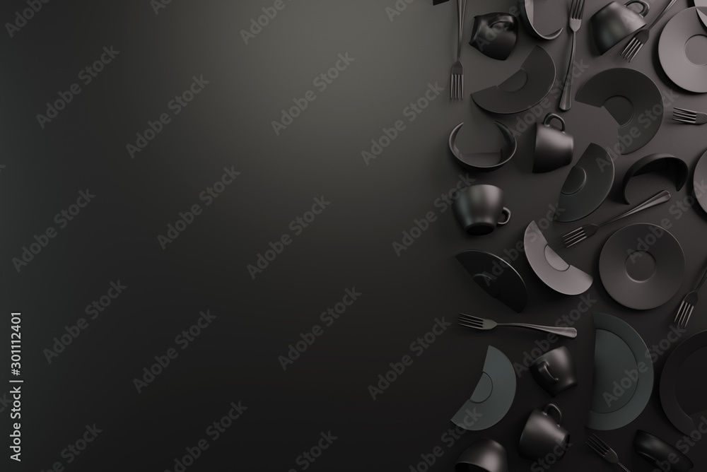 Black food background concept for design menu restaurant or cafe. Copy ...
