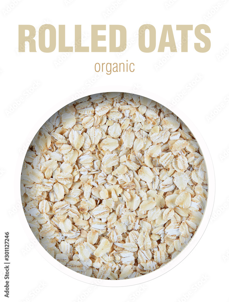 Oat flakes, located behind a round hole with shadows from it, are ...