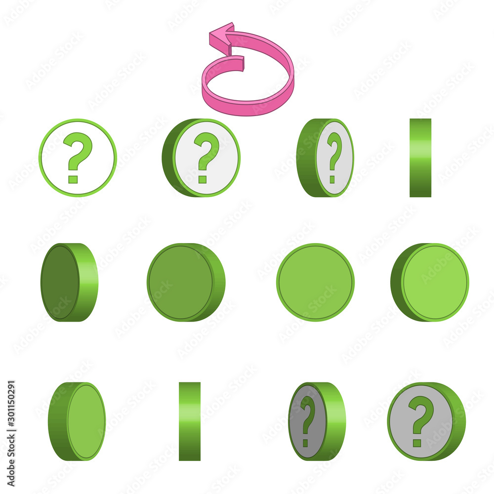 Question mark in circle rotation sequence sprite sheet on white ...