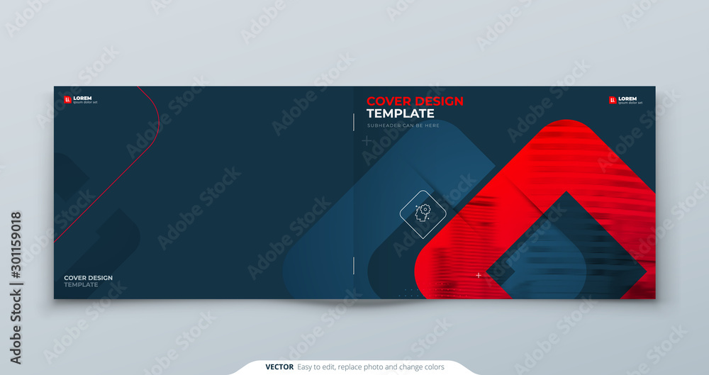 Landscape Brochure Design. Red Cover Template for Brochure, Report ...