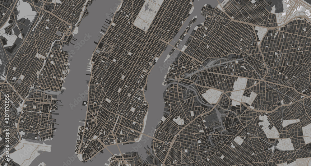 Detailed map of New York City, USA Stock Vector | Adobe Stock