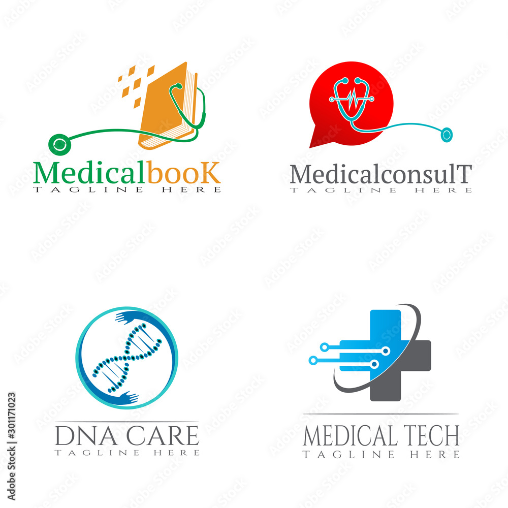 Collection of medical and health logos for clinics, icons of human ...