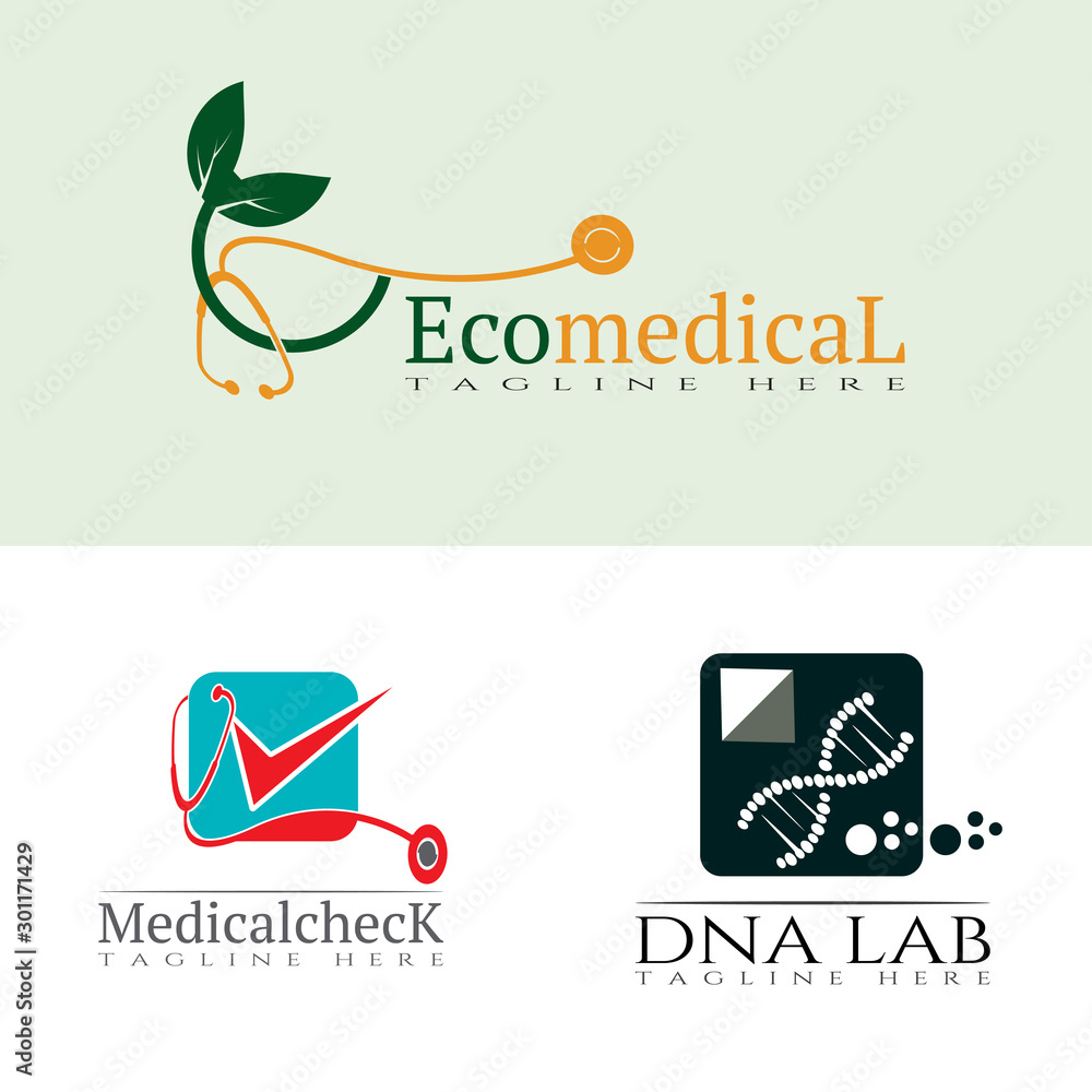 Collection of medical and health logos for clinics, icons of human ...