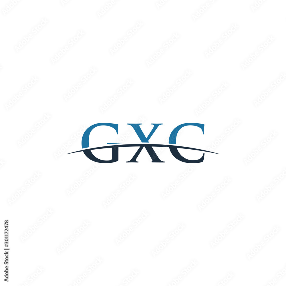Initial letter GXC, overlapping movement swoosh horizon logo company ...