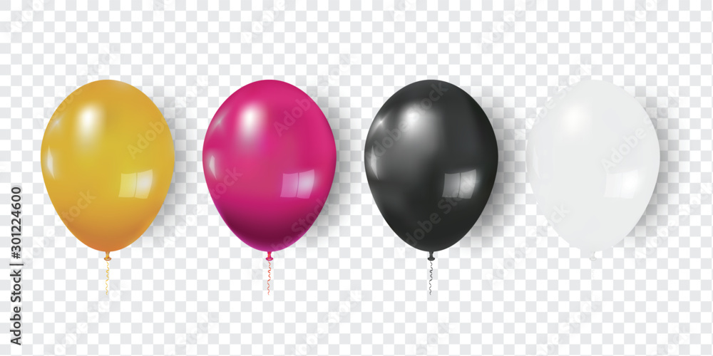 colorful balloons isolated on transparent background as celebrate and ...