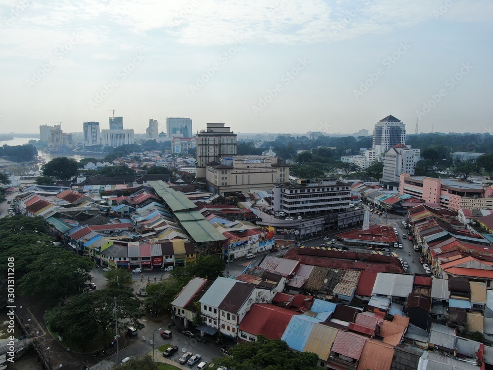 Kuching, Sarawak / Malaysia - November 8 2019: The buildings, landmarks ...
